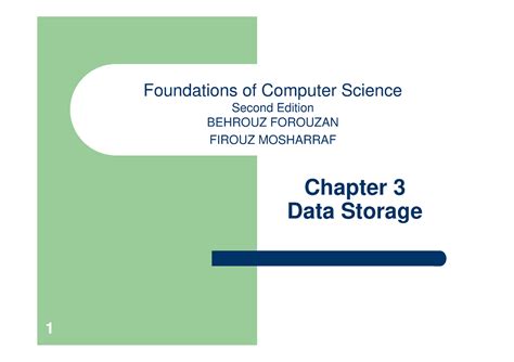 Cos1521 Foundations Of Computer Science Chapter 3 Chapter 3 Data Storage Foundations Of