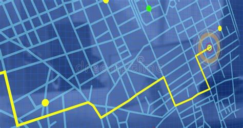 Animation Of City Map With Gps Over Office Desk With Computer Stock Footage Video Of Computing