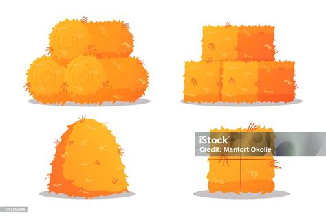 Bale Jerami Jerami Gandum Tumpukan Jerami Kering Gulungan Tumpukan