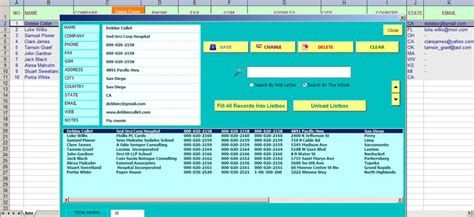 The Address Book Userform Userforms Listbox Contains 12 Column Computer And Software World