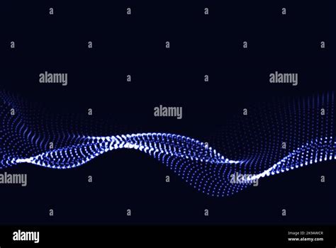 Wave Of Dynamic Particles Flows Through The Darkness Dotted Curves Vector Abstract Background