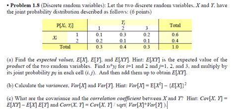 Solved Problem 1 8 Discrete Random Variables Let The Two Chegg