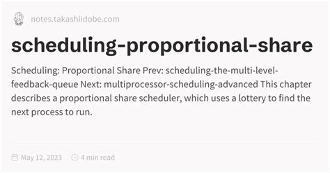 Scheduling Proportional Share