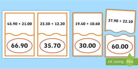 Decimal Number Addition Matching Cards Teacher Made