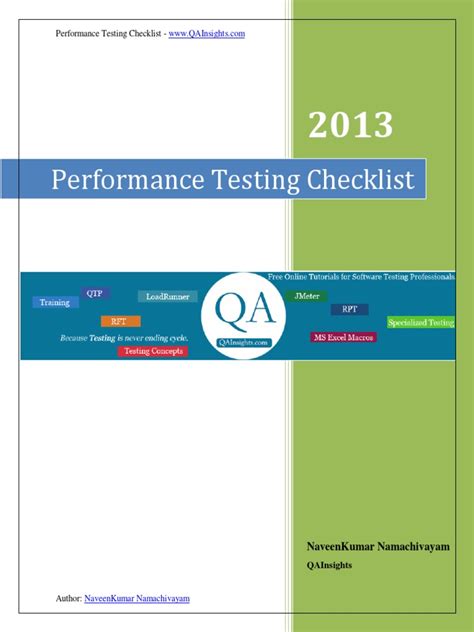 Performance Testing Checklist Pdf Pdf