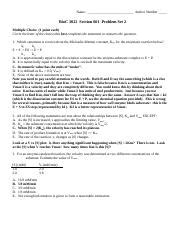 Problem Set KEY Docx Name Author Number BioC Section Problem Set Multiple Choice