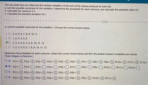 Solved Two Six Sided Dice Are Rolled And The Random Variable