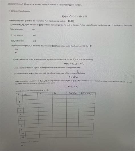 Solved Bisection Method All Numerical Answers Should Be Chegg