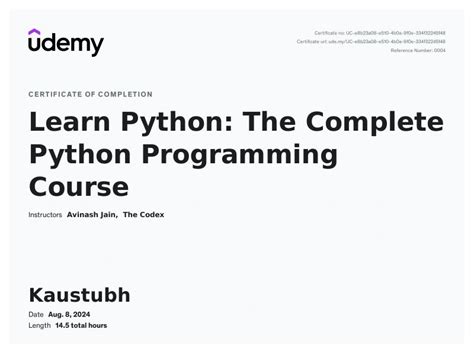 Kaustubh Saini On Linkedin Python Udemy Certificate Programming