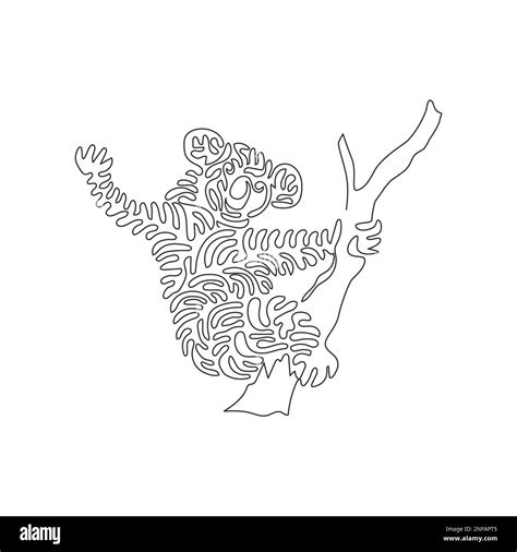 Single Curly One Line Drawing Of Cute Koala Abstract Art Continuous Line Drawing Design Vector