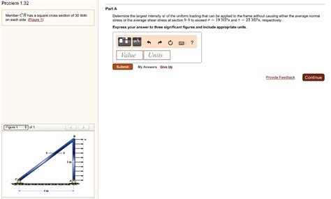 Problem 132 Member Cb Has A Square Cross Section Of 30 Mm On Each Side Figure 1 Part A