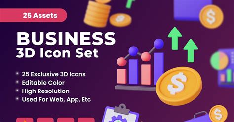 Business 3d Icons Objects Ft 3d And Icon Envato Elements