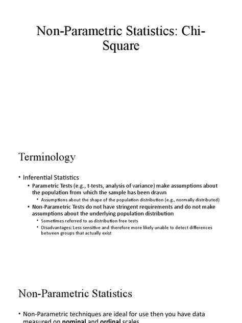 Non Parametric Statistics Chi Square Pdf Statistics Chi Squared Test