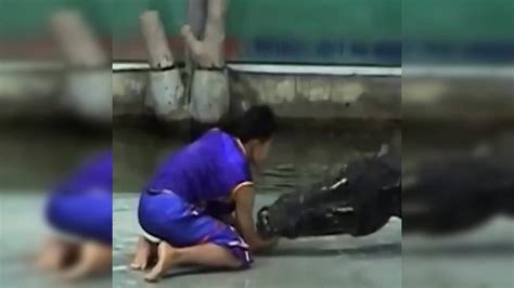 Viral Video Crocodile Bites Onto Man S Hand Does Backflips Times Now