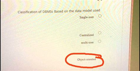 Get Answer Classification Of Dbmss Based On The Data Model Used