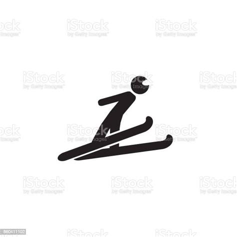 흰색 배경에 고립 된 스키 점프 겨울 스포츠 간단한 벡터 아이콘 검은색에 대한 스톡 벡터 아트 및 기타 이미지 검은색 겨울