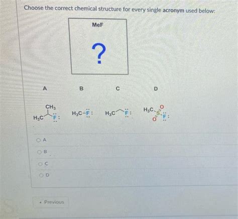 Solved Choose The Correct Chemical Structure For Every