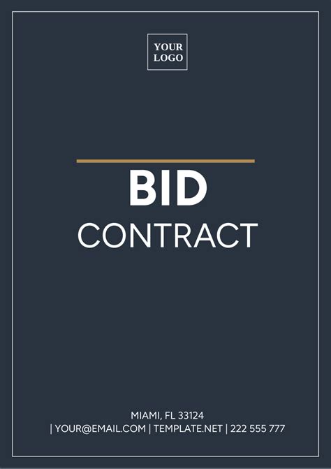 Free Bid Contract Template To Edit Online
