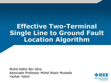 Effective Two Terminal Single Line To Ground Fault Location Algorithm Ppt