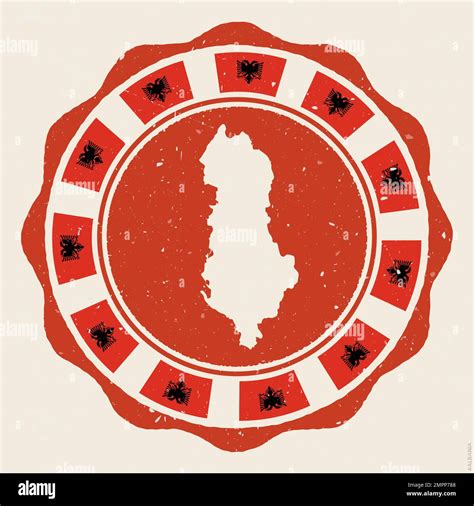 Albania Vintage Sign Grunge Round Logo With Map And Flags Of Albania