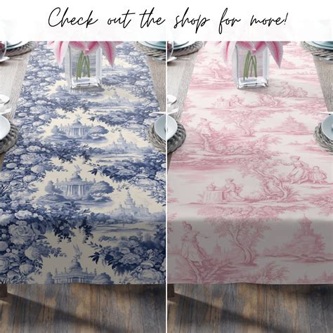 Easter Table Runner Easter Jouy Table Runner Floral Easter Rabbits Table Runner French Jouy