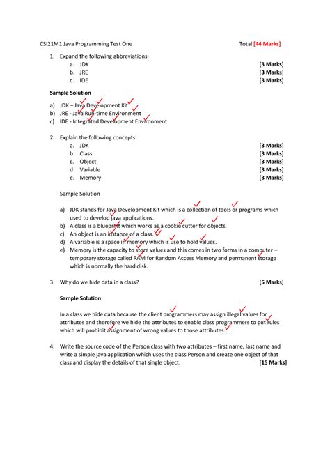 Csi21m1 Java Programming Test One Solution Csi21m1 Java Programming Test One Total 44 Marks