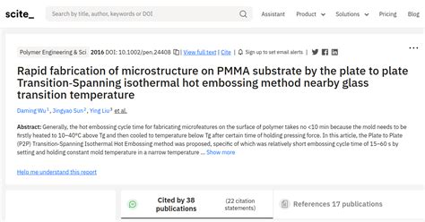 Rapid Fabrication Of Microstructure On Pmma Substrate By The Plate To Plate Transition‐spanning