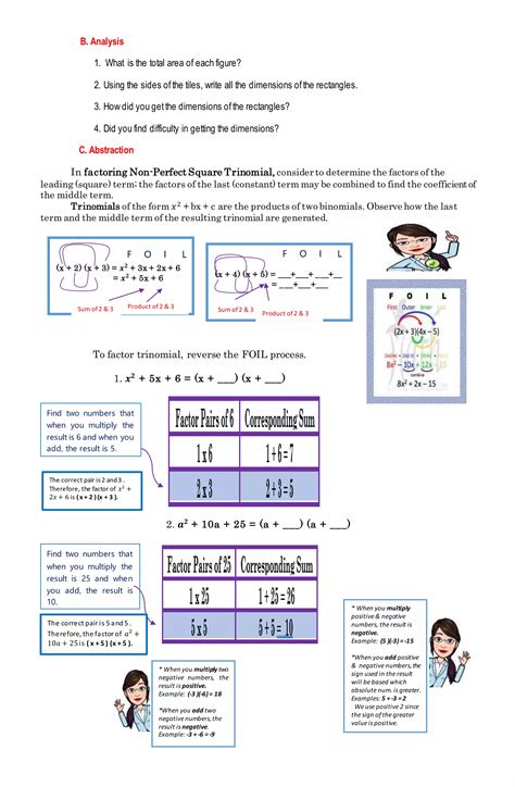 Factoring Non Perfect Square Trinomial Lesson Plan Docx Education