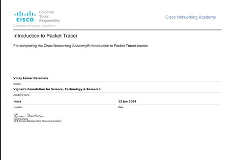 Vinay Kumar Naramala On Linkedin Ciscocertification Packettracer