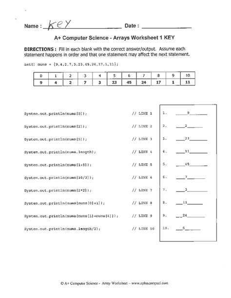 Arrays Test Practice Review Key Studocu