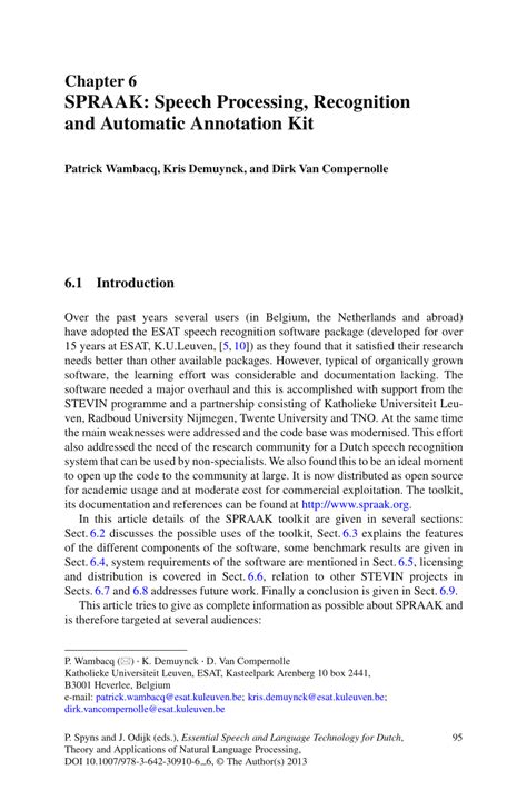 Pdf Spraak Speech Processing Recognition And Automatic Annotation Kit
