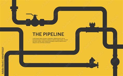 Pipeline Infographic Oil Water Or Gas Flat Valve Vector Design