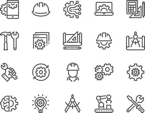 Line Engineering Icons Vector Art Illustration