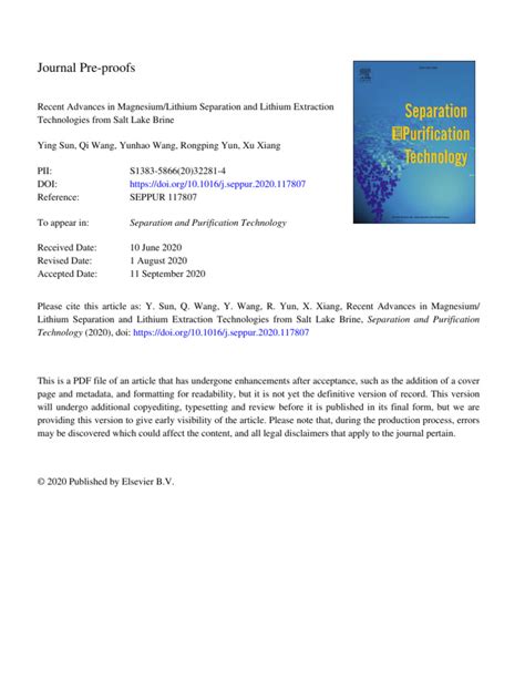 Reaction Coupled Separation Pdf Lithium Adsorption