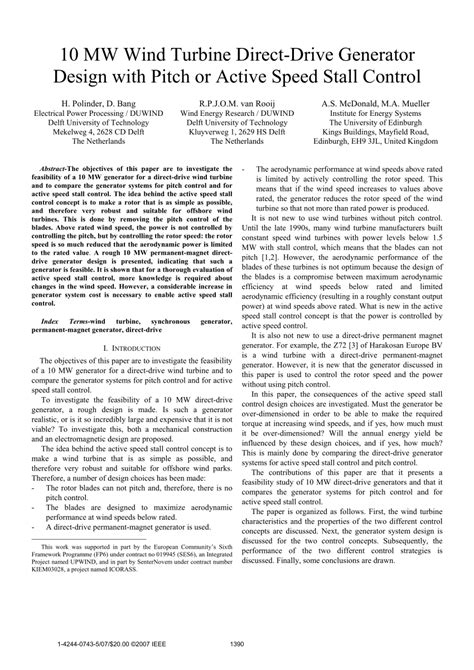 Pdf 10 Mw Wind Turbine Direct Drive Generator Design With Pitch Or Active Speed Stall Control