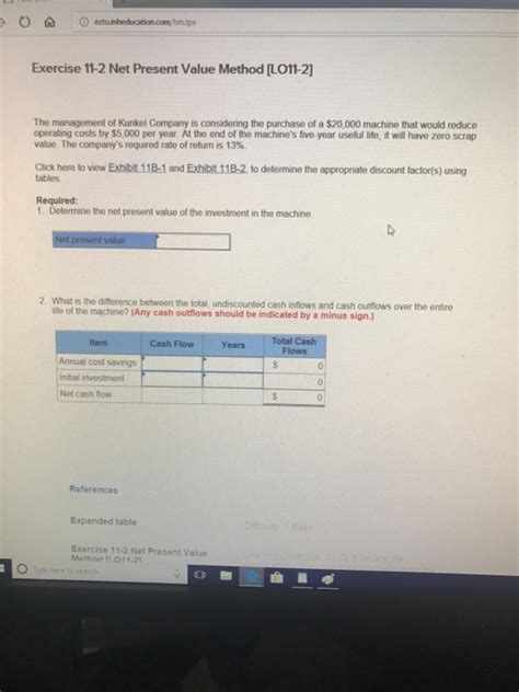 Solved Exercise 11 2 Net Present Value Method LO11 2 The Chegg Com