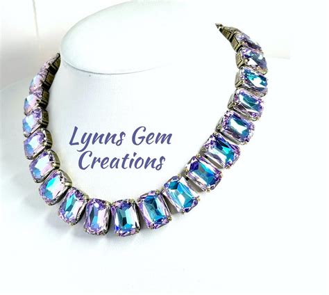 Purple Blue Georgian Collet Necklace Crystal Choker Anna Wintour