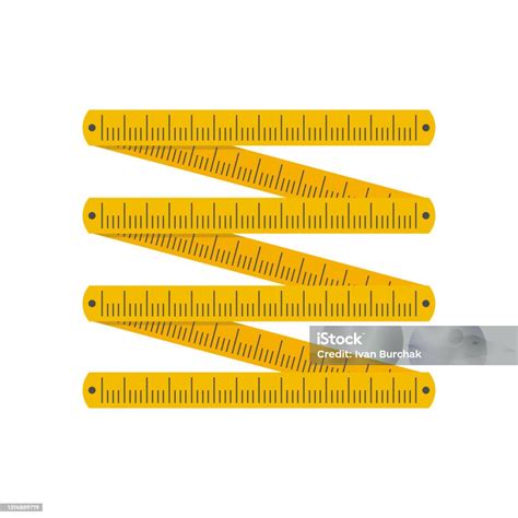 노란색 접이식 규칙입니다 지그재그 모양 흰색으로 격리된 플랫 스타일 벡터 일러스트레이션 건설 산업에 대한 스톡 벡터 아트 및