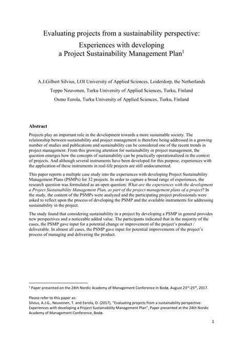 PDF Evaluating Projects From A Sustainability Perspective Experiences With Developing A