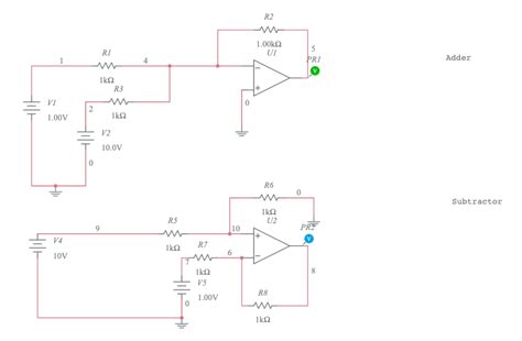 Subtractor Circuit Using Op Amp 741