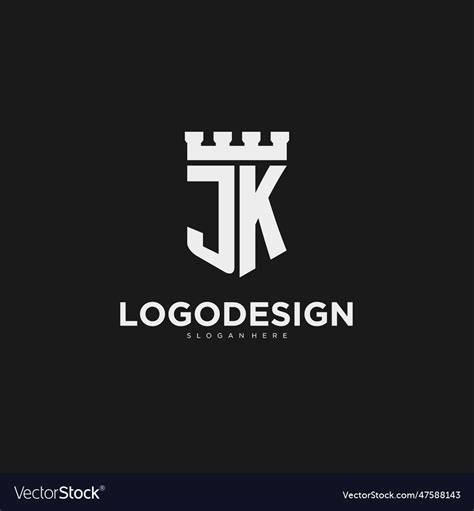 Initials Jk Logo Monogram With Shield Royalty Free Vector
