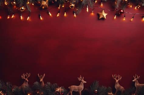 Premium AI Image Red Theme Beautiful Christmas Concept With Blank Space