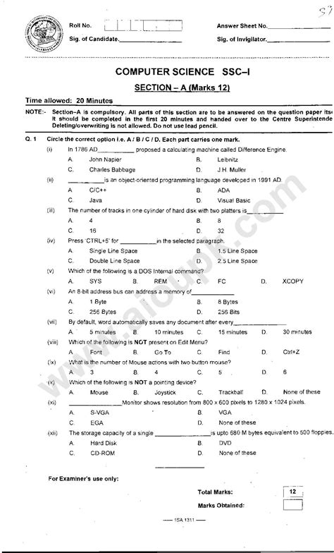 Computer Science Notes For Class 9 Federal Board Pdf 9th Class