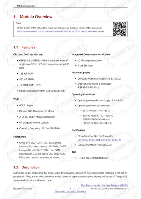 Low Power Rf Transceiver Module Esp32 S2 Solo Built In Esp32s2 Series