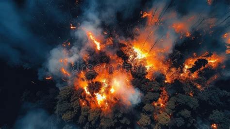 Aerial View Of Forest Fire Generative Ai Stock Illustration Illustration Of Wild Pollution