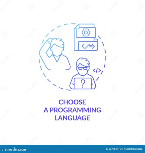 Choose A Programming Language Blue Gradient Concept Icon Stock Vector Illustration Of Script