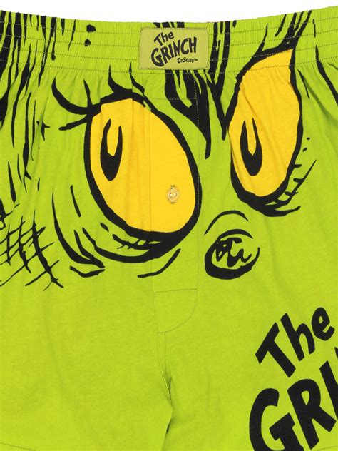 Dr Seuss Grinch Face Max Face Mens Button Fly Boxer Lounge Shorts Yankee Toy Box