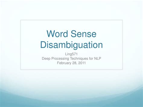 Ppt Word Sense Disambiguation Powerpoint Presentation Free Download