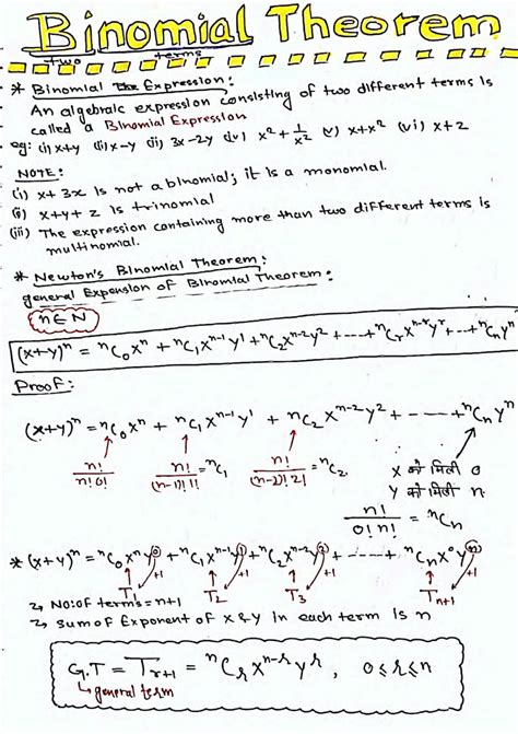 Solution Binomial Theorem Handwritten Notes Studypool
