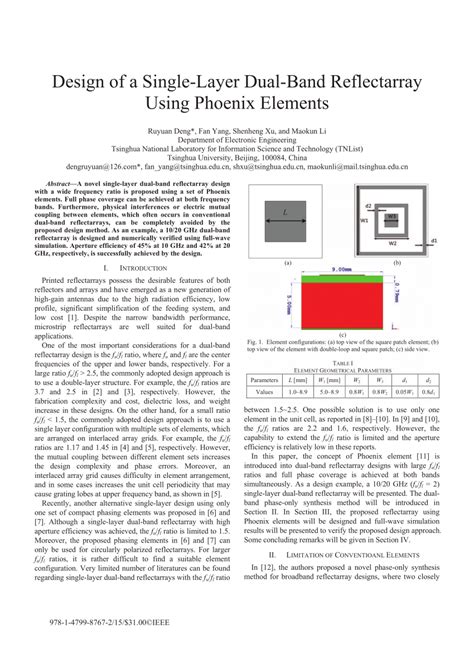Pdf Design Of A Single Layer Dual Band Reflectarray Using Phoenix Elements
